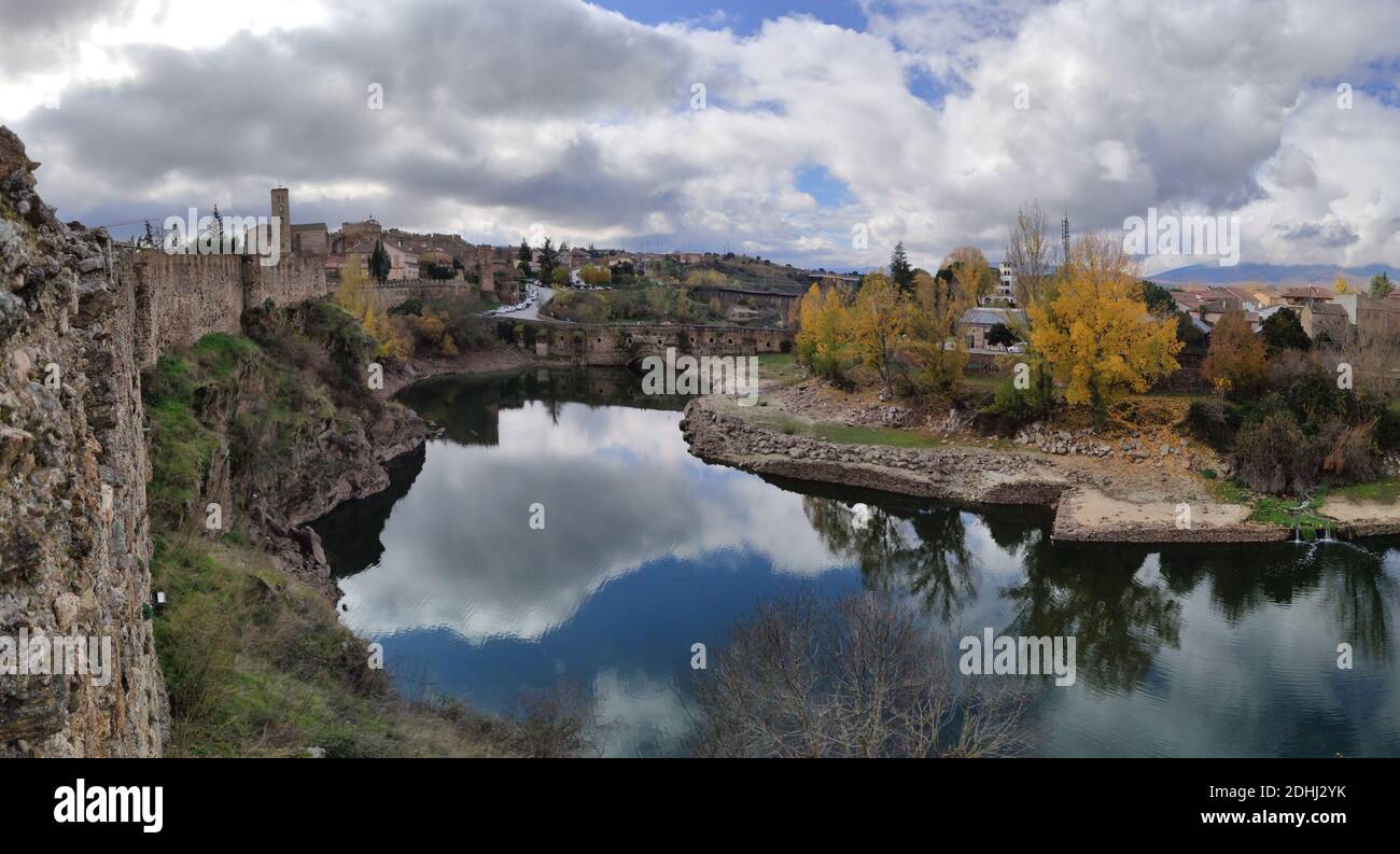 A beautiful view from a medieval wall of the Buitrago del Lozoya ...