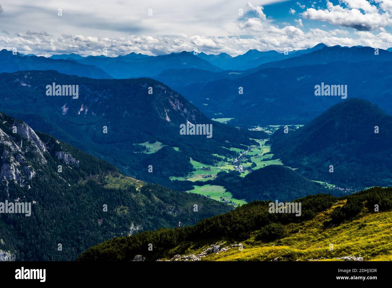 Valley With Forests And Villages in The Alps Of Styria In Austria Stock ...