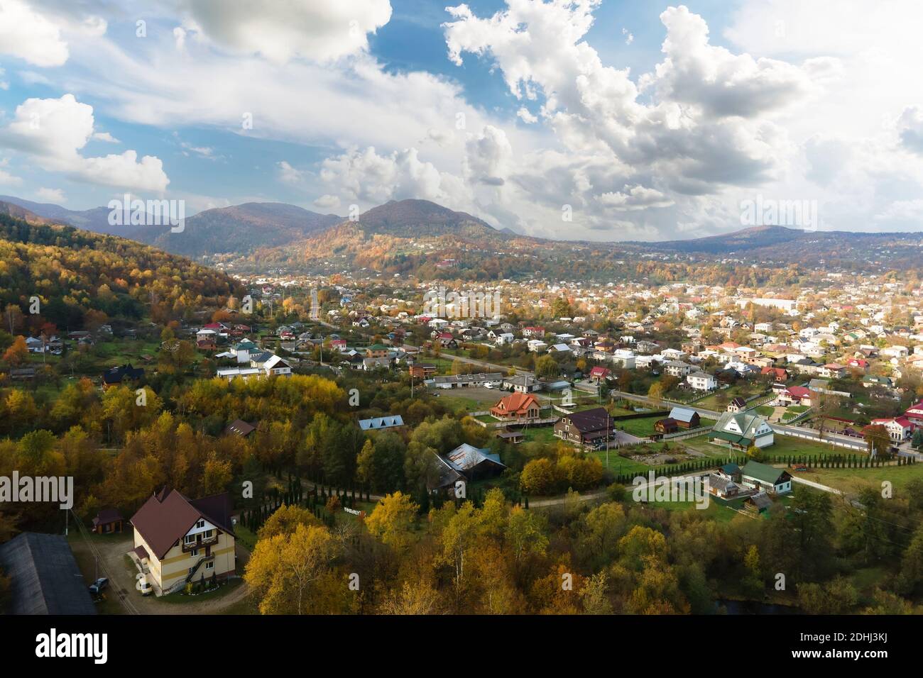 Aerial small valley between hills hi-res stock photography and images ...