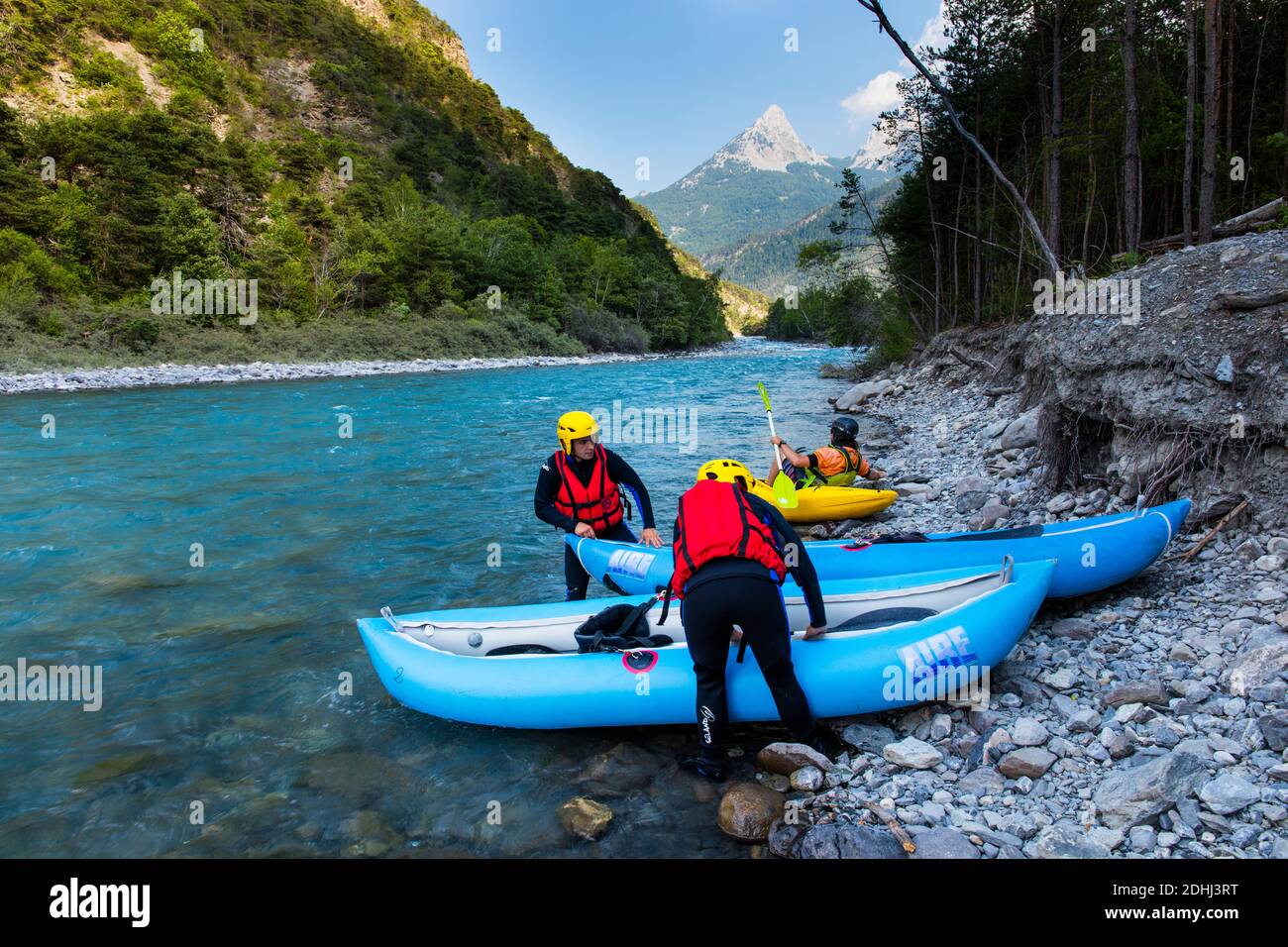 Kayaking, Ubaye Valley, Vallée de l'Ubaye, Alpes Haute Provence, France ...