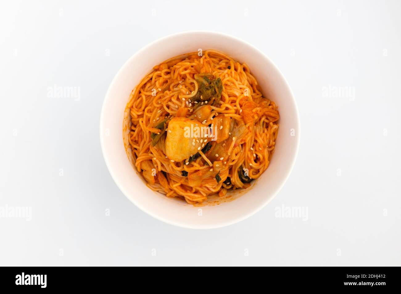 Red seasoned noodles with background Stock Photo - Alamy