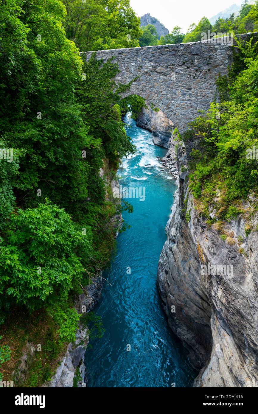 Romanesque Bridge, Ubaye Valley, Vallée de l'Ubaye, Alpes Haute ...