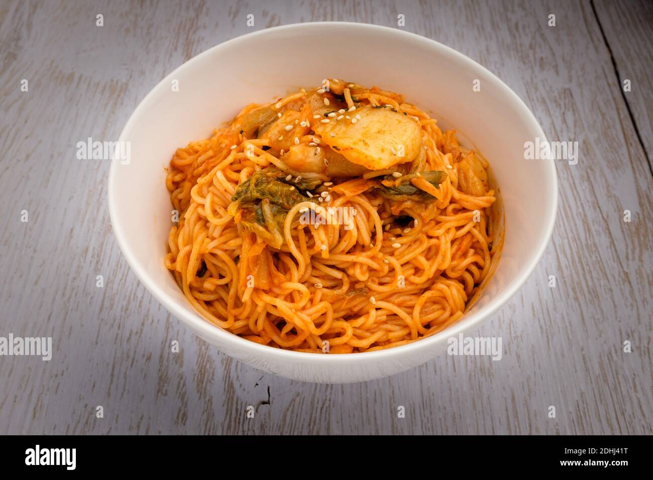 Red seasoned noodles with background Stock Photo - Alamy