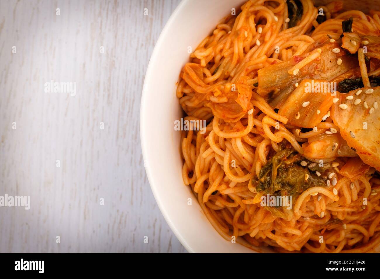 Red seasoned noodles with background Stock Photo - Alamy