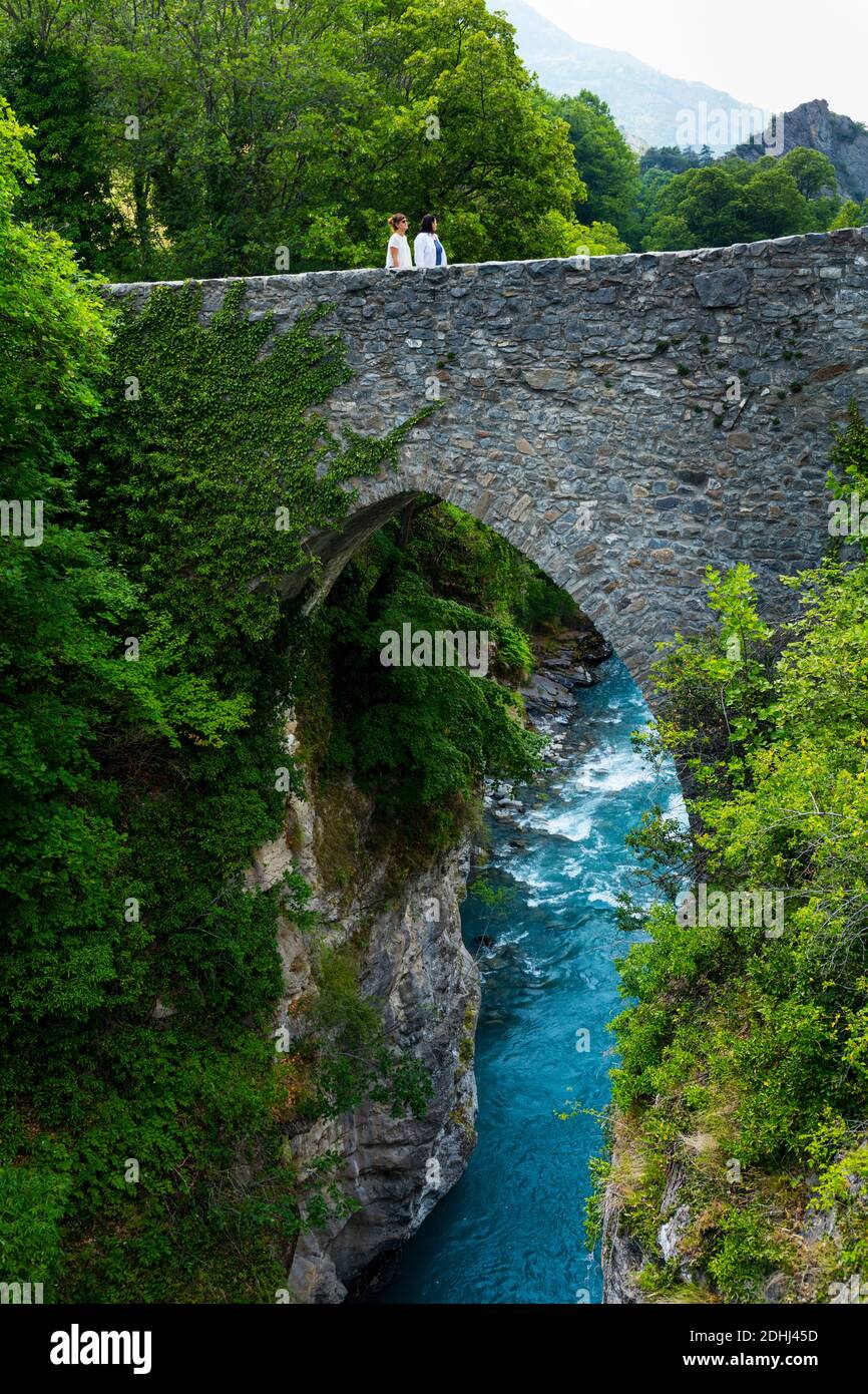Romanesque Bridge, Ubaye Valley, Vallée de l'Ubaye, Alpes Haute ...