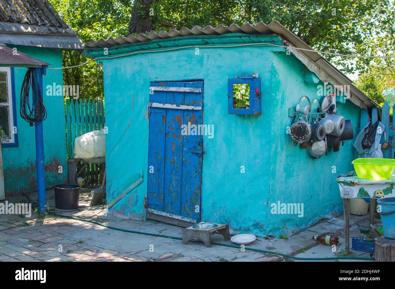 Entrance to home cellar in Russian village at summer time Stock Photo ...