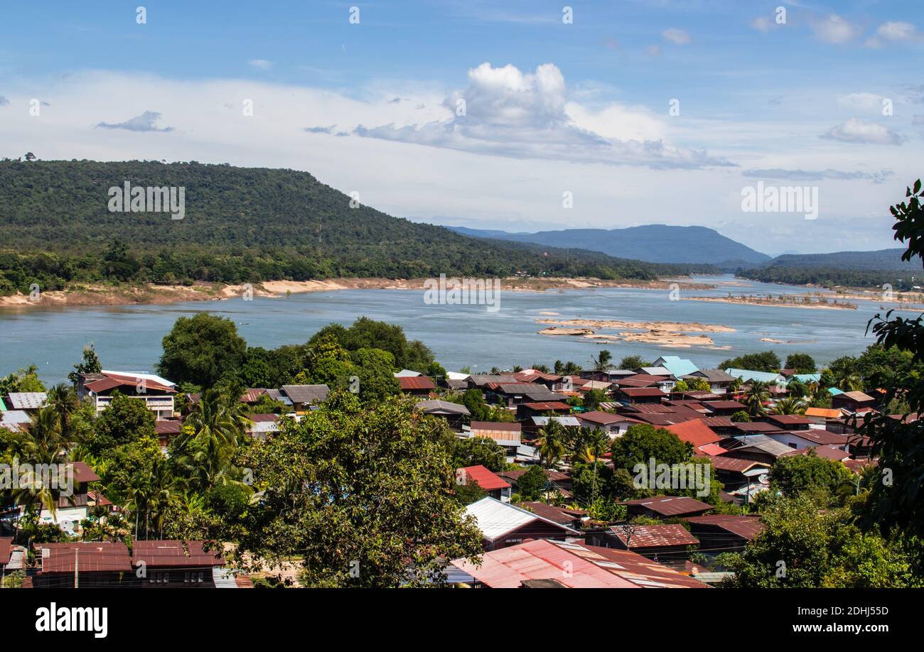 Two-color flow Two large rivers meet on the border between Laos and ...