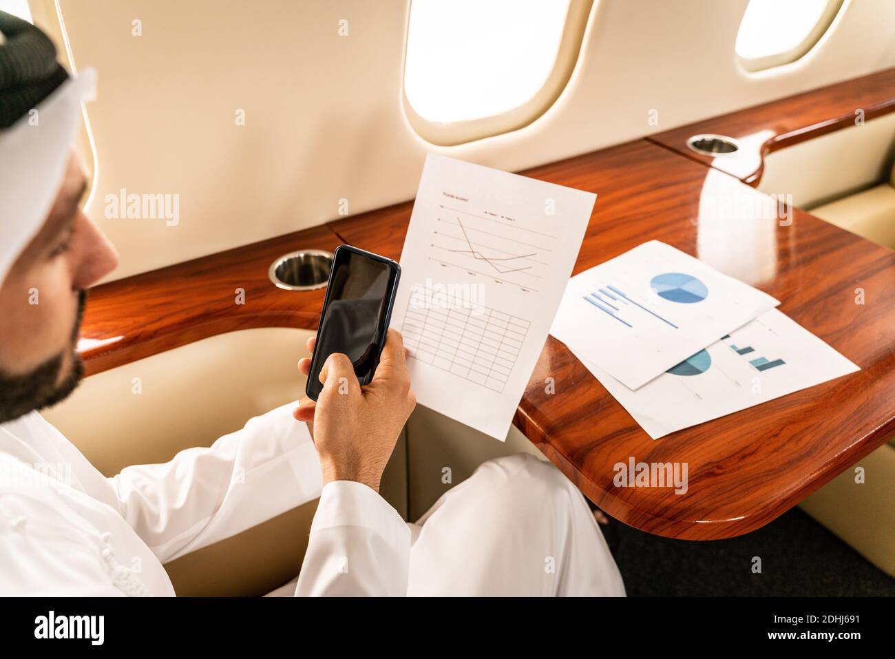 Arabic man wearing kandora in emirates style flying on exclusive ...
