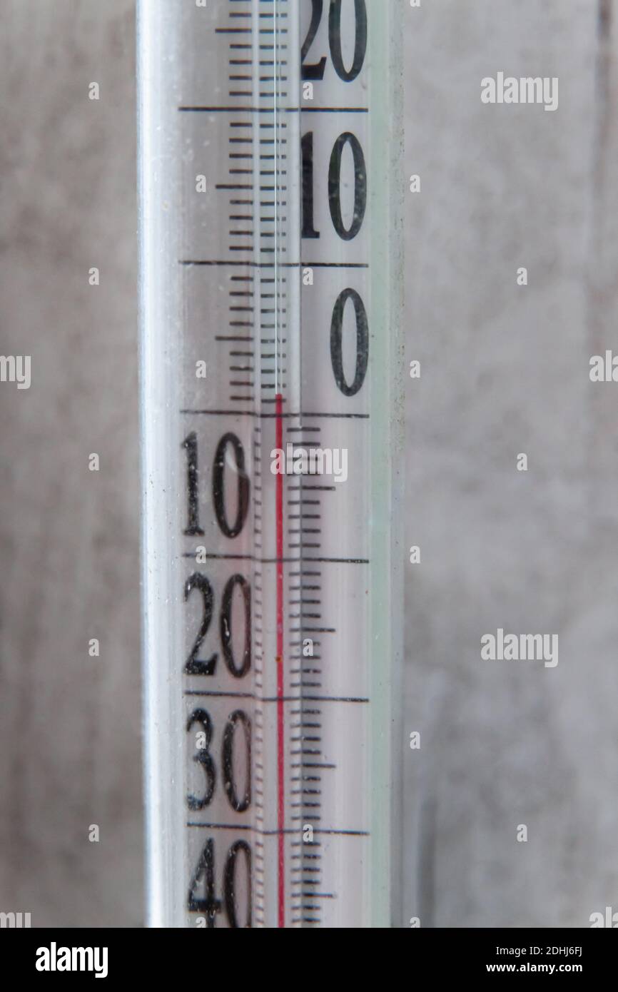The scale of the thermometer with red columns. Outdoor device for ...