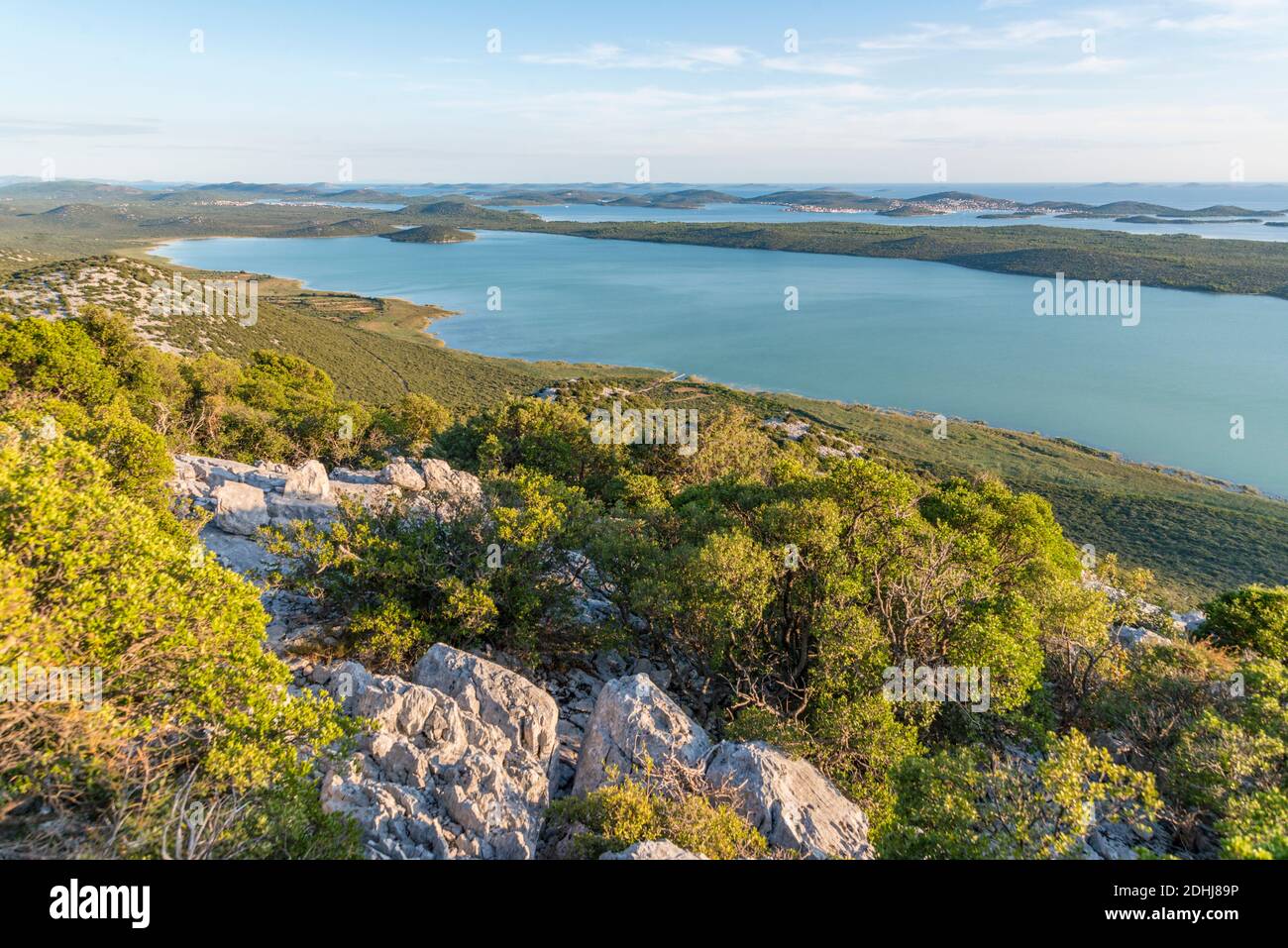 Lake Vrana (Vransko Jezero) and neighboring islands in the Adriatic Sea ...