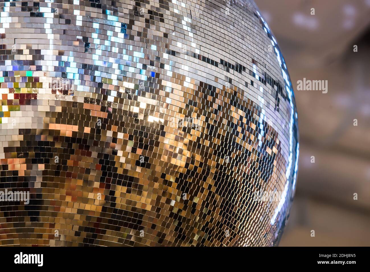 mirror rotating ball in the interior of the night club Stock Photo - Alamy