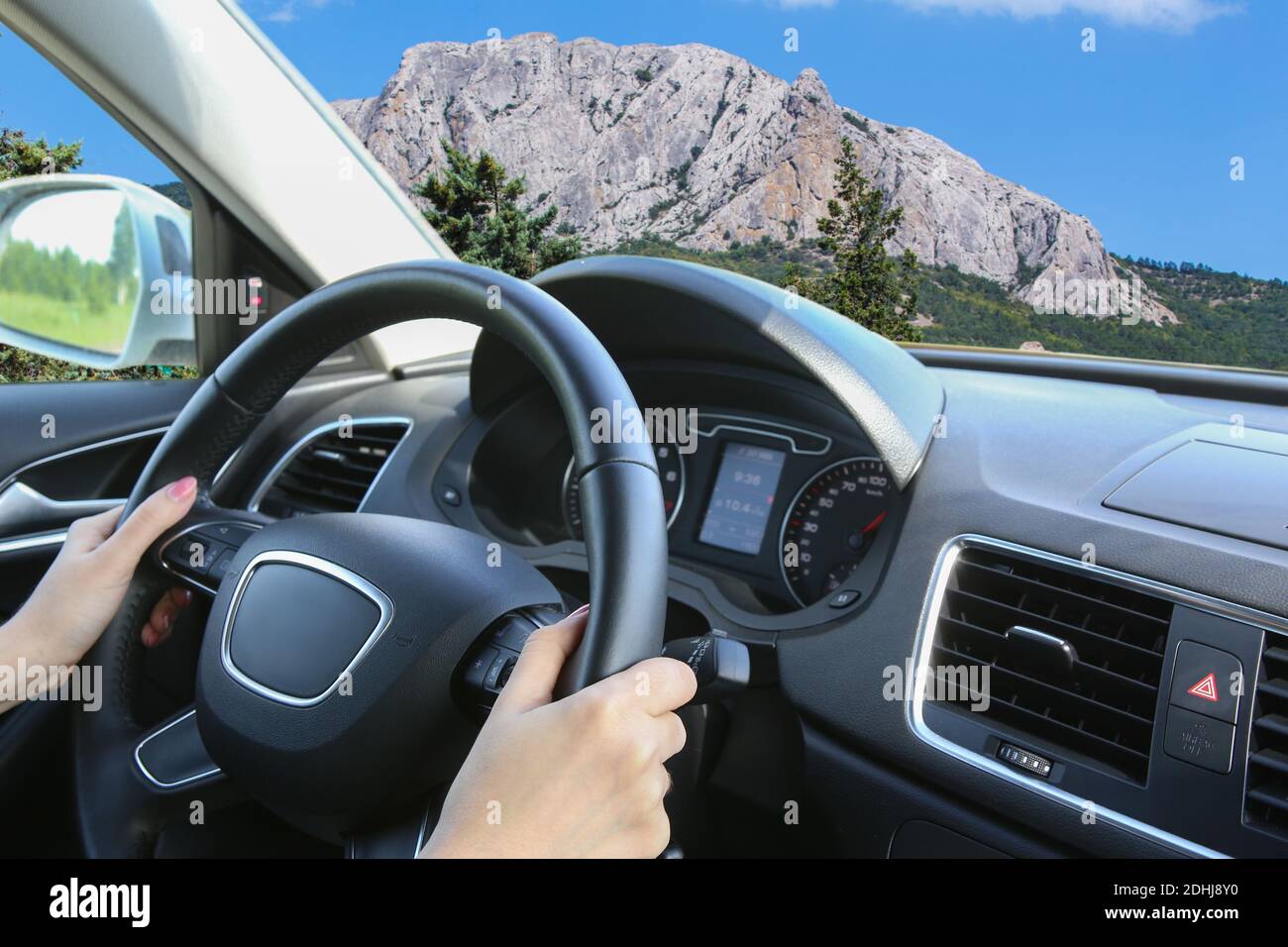 mountain landscape from the window of a moving car Stock Photo - Alamy