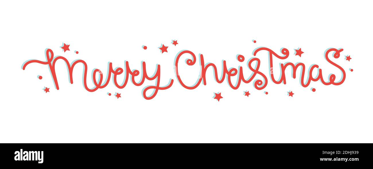 Merry christmas hand drawn lettering, vector illustration Stock Vector ...