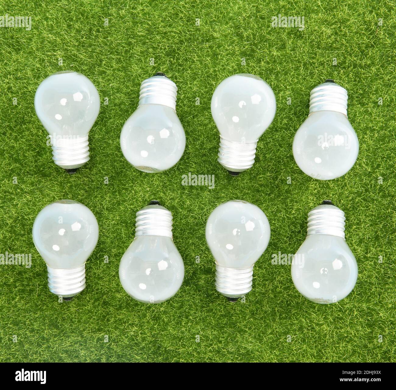 A high angle shot of led lamps on the grass texture Stock Photo - Alamy