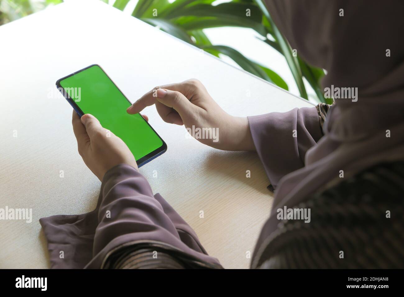 rear view of women hand holding smart phone Stock Photo - Alamy