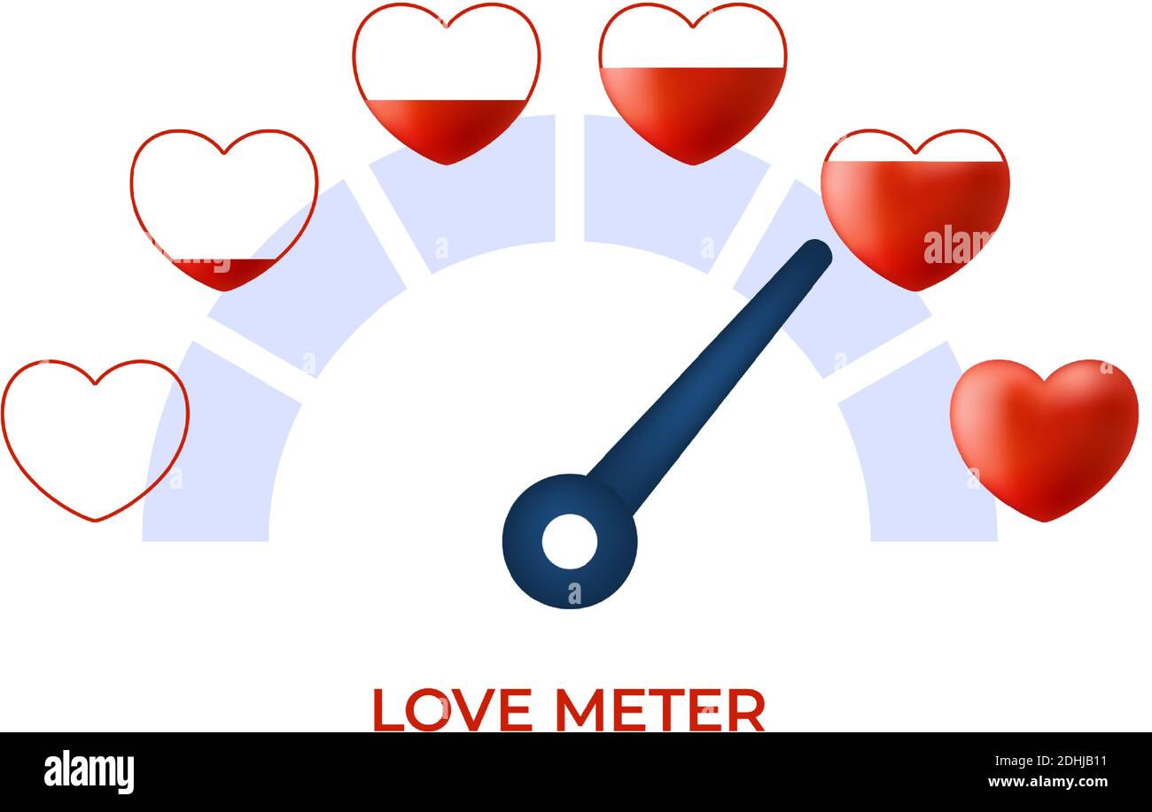 Measuring love concept. Love heart meter vector illustration for ...
