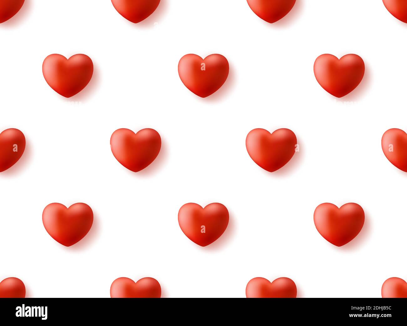 Seamless pattern with realistic 3d heart. Happy Valentine Day realistic ...