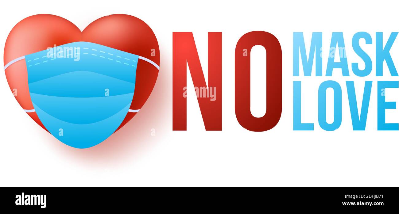 Valentine day coronavirus concept. Red 3d heart in medical mask with ...