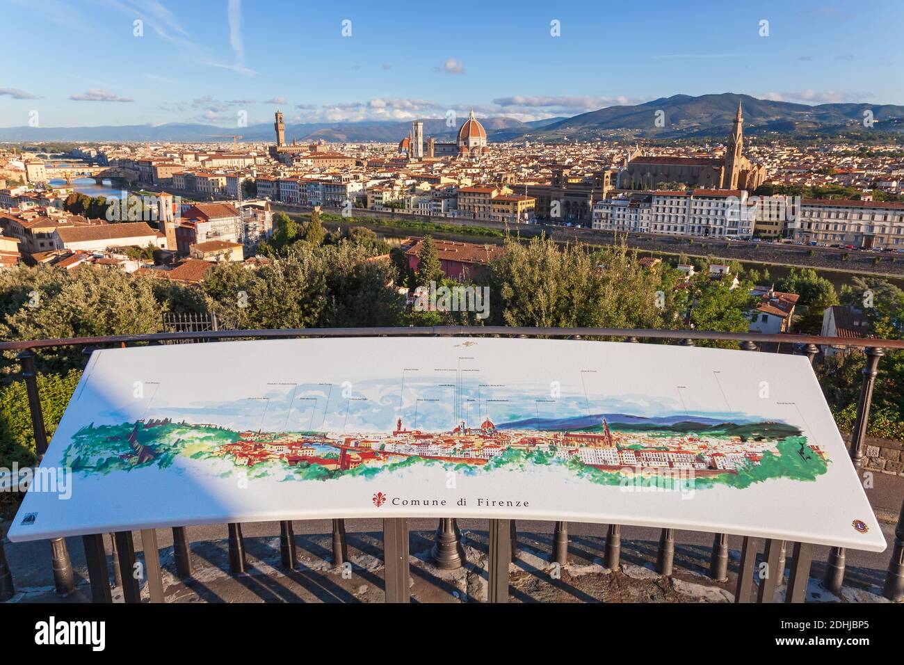 Tourist map of Florence with the city in the background, Tuscany, Italy ...