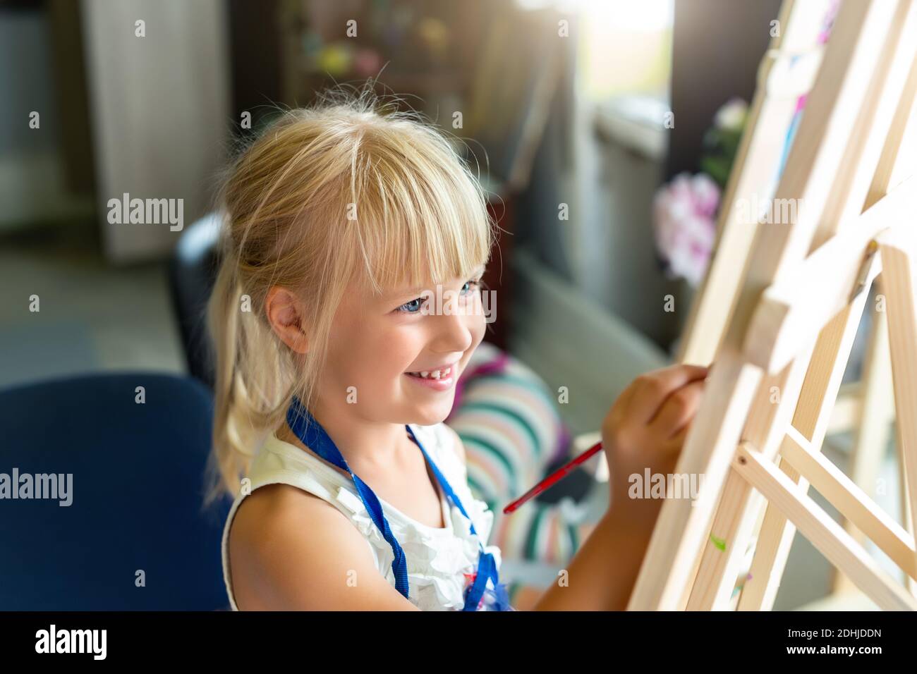Girl Child Holding Drawing Art Class High Resolution Stock Photography ...