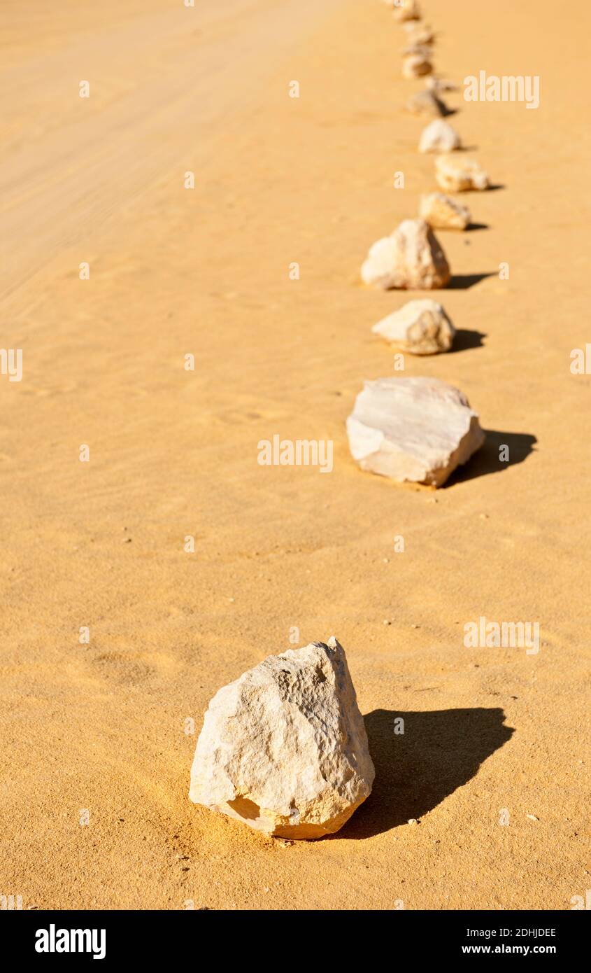 Line of rocks in the sand Stock Photo - Alamy