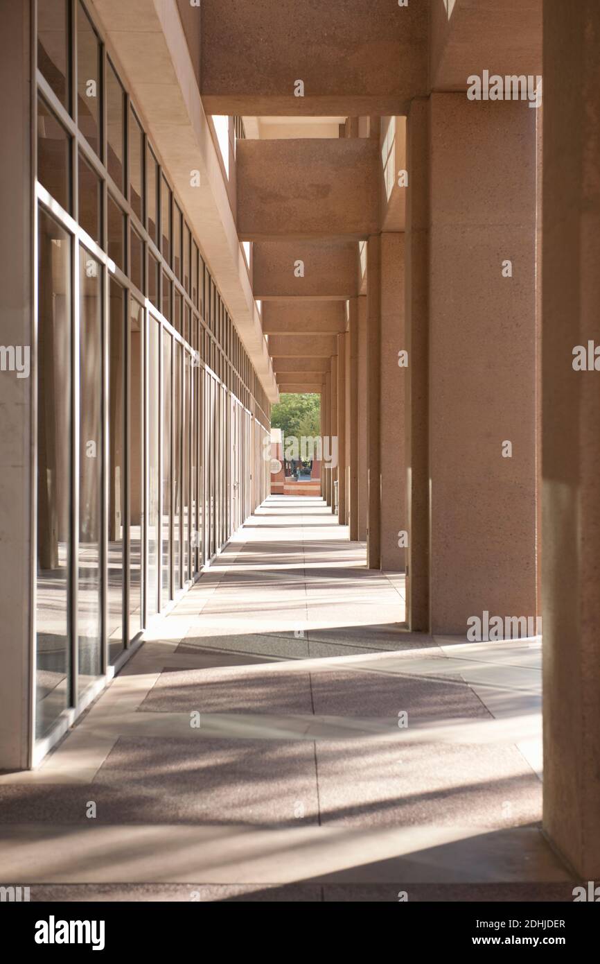 Colonnade of urban office building with pillars Stock Photo - Alamy