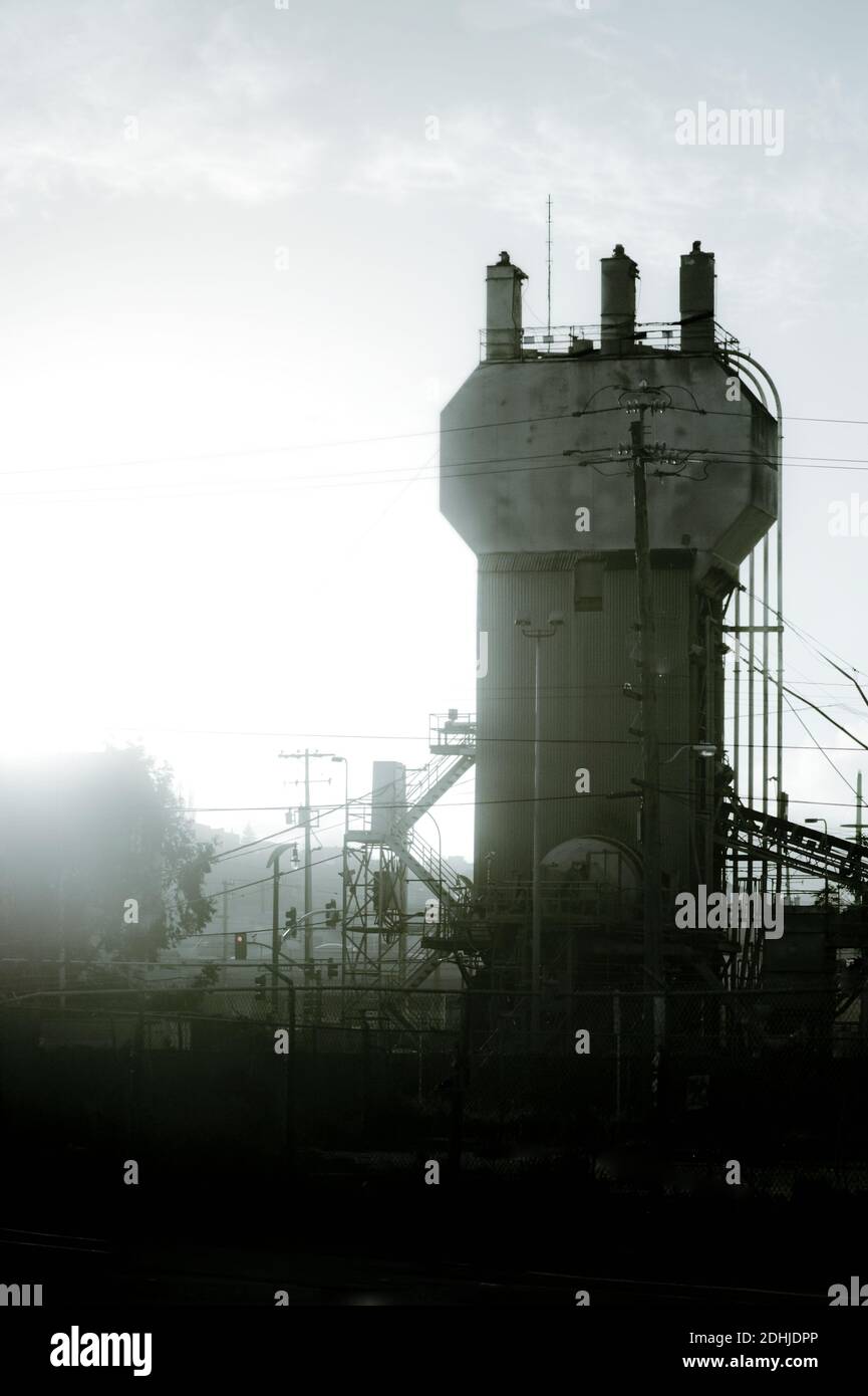 Power lines concrete tower Stock Photo - Alamy