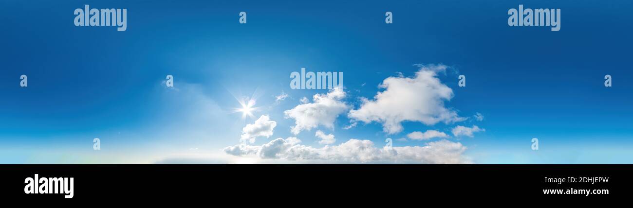 Seamless panorama of sky with light clouds in spherical equirectangular ...