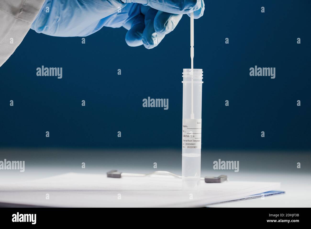 swab in the hand of a doctor (transport of viral PCR in laboratory ...