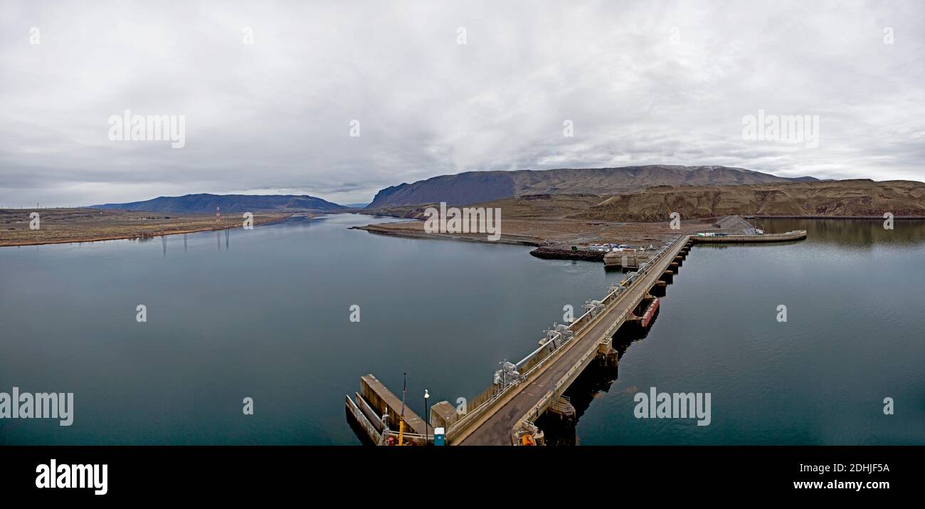 Bridge over water dam in rural area Stock Photo - Alamy