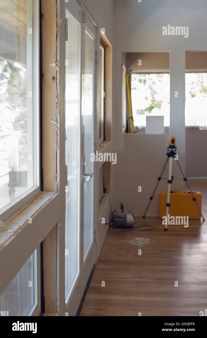 Room being decorated at construction site Stock Photo - Alamy