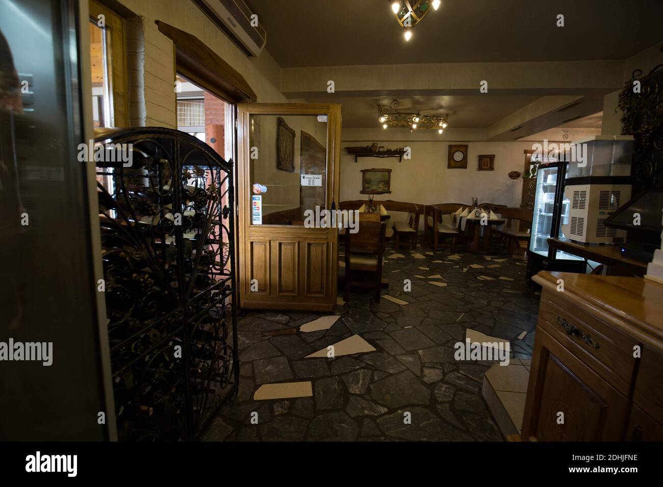 A view inside a dining area of a restaurant Stock Photo - Alamy