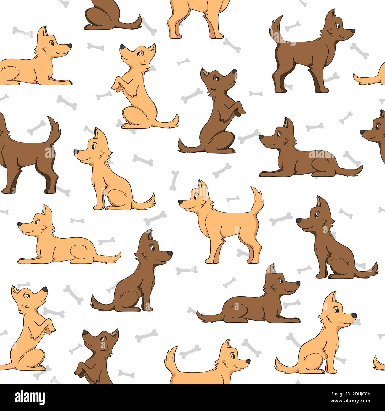 seamless pattern and dog bones on white background Stock Vector Image ...