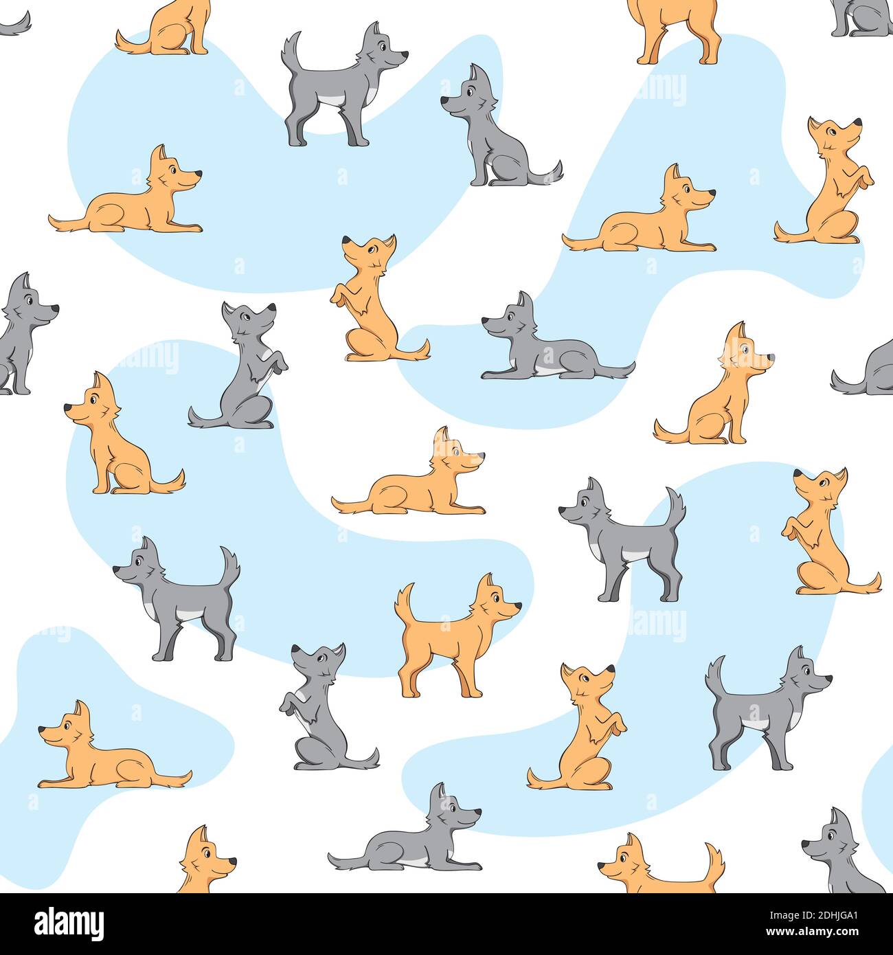 Seamless pattern with dogs on white background. Vector illustration ...