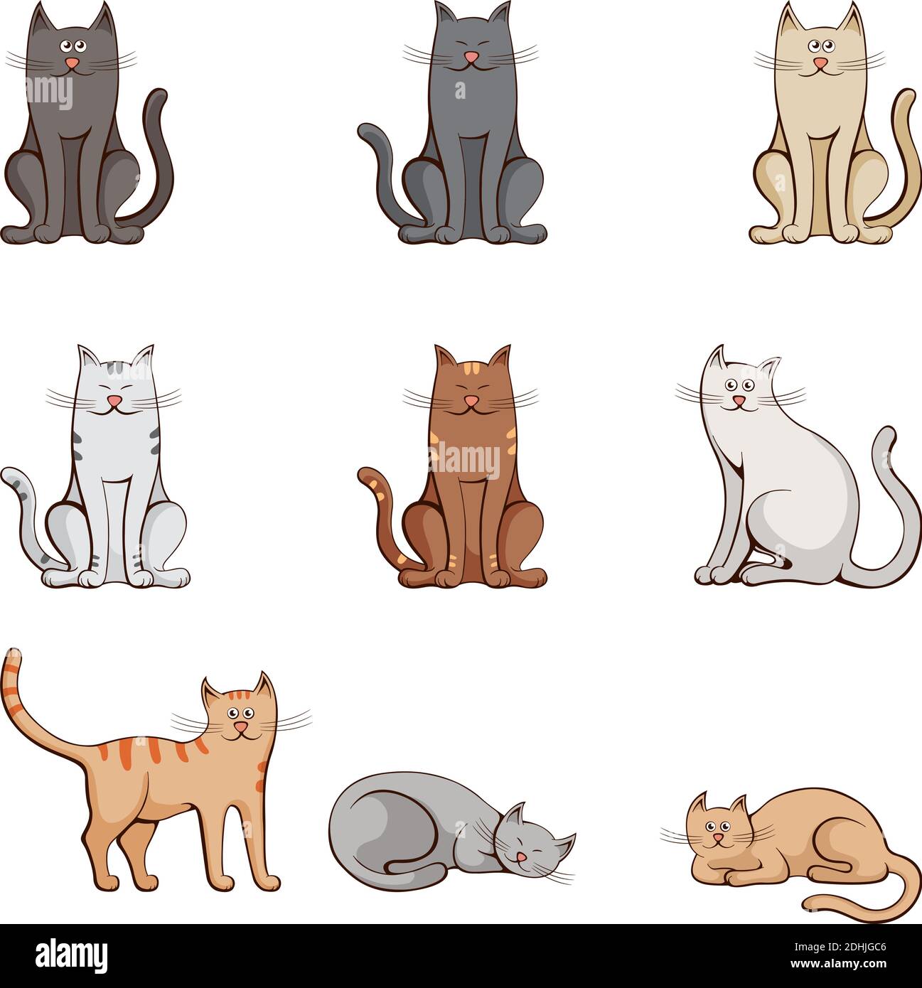 Set colored cats on white background. Vector illustration Stock Vector ...