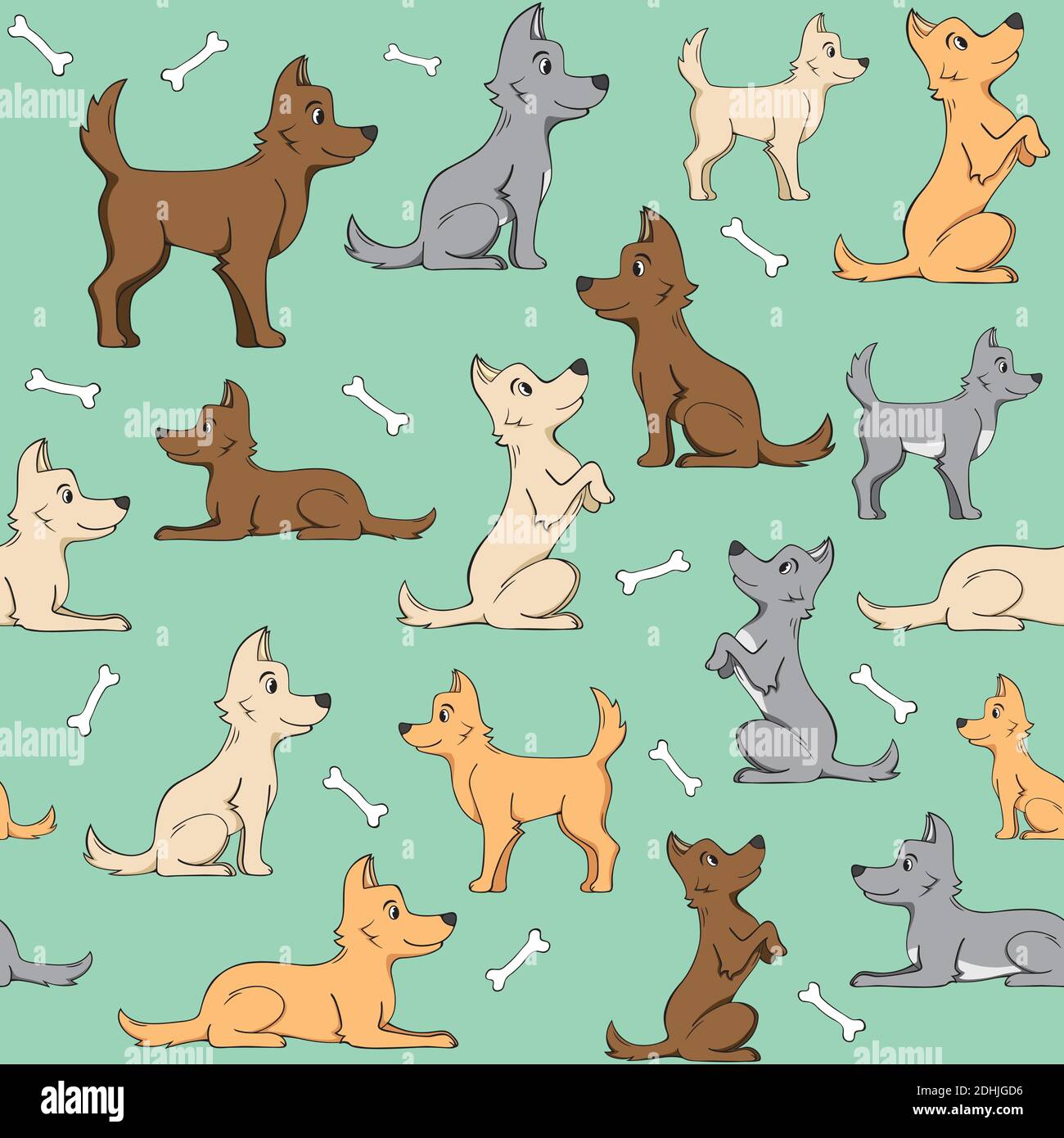 seamless pattern and dog bones on green background Stock Vector Image ...