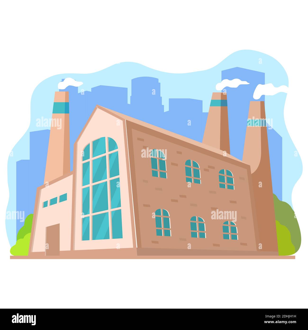 Industrial green factory in perspective view.Eco energy.Green ...