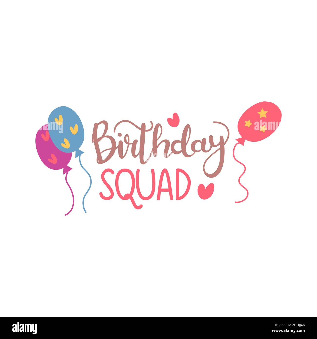 Birthday squad text vector written with a modern and cute typography ...