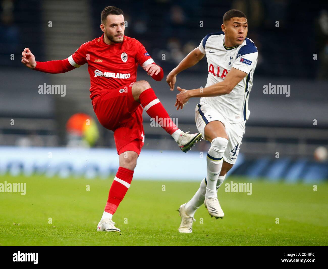 London, England - DECEMBER 10: Jeremy Gelin of Royal Antwerp FC (on ...