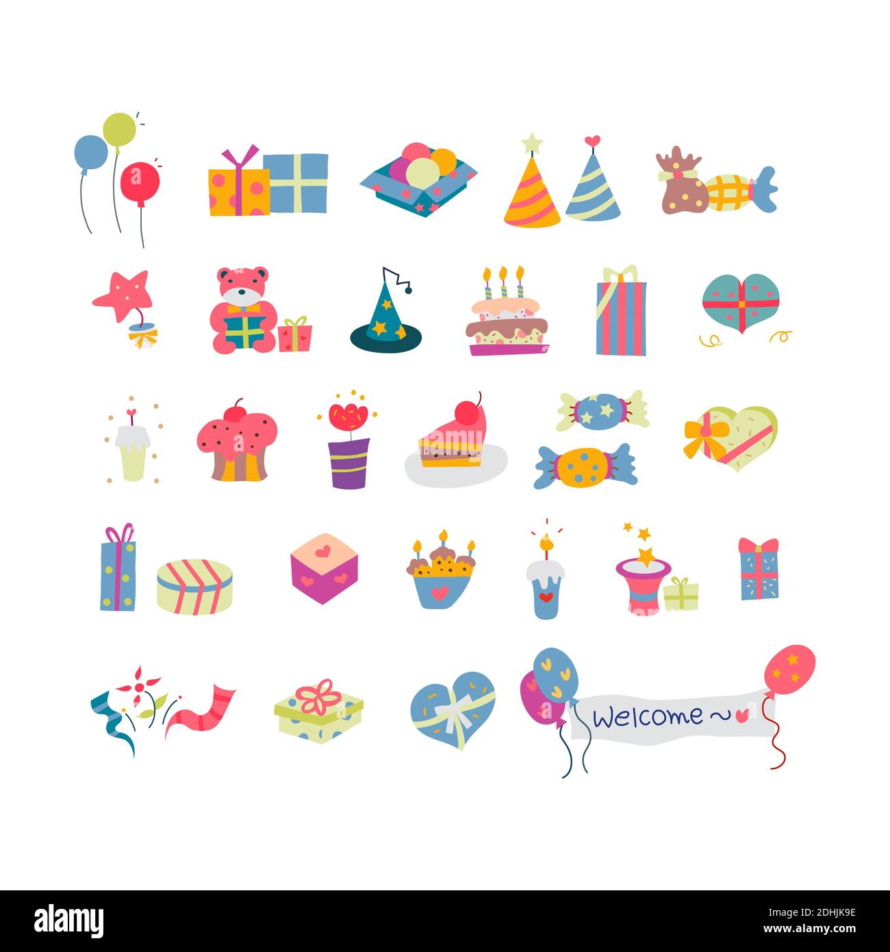 Retro Birthday Party Element Set Stock Vector Image & Art - Alamy