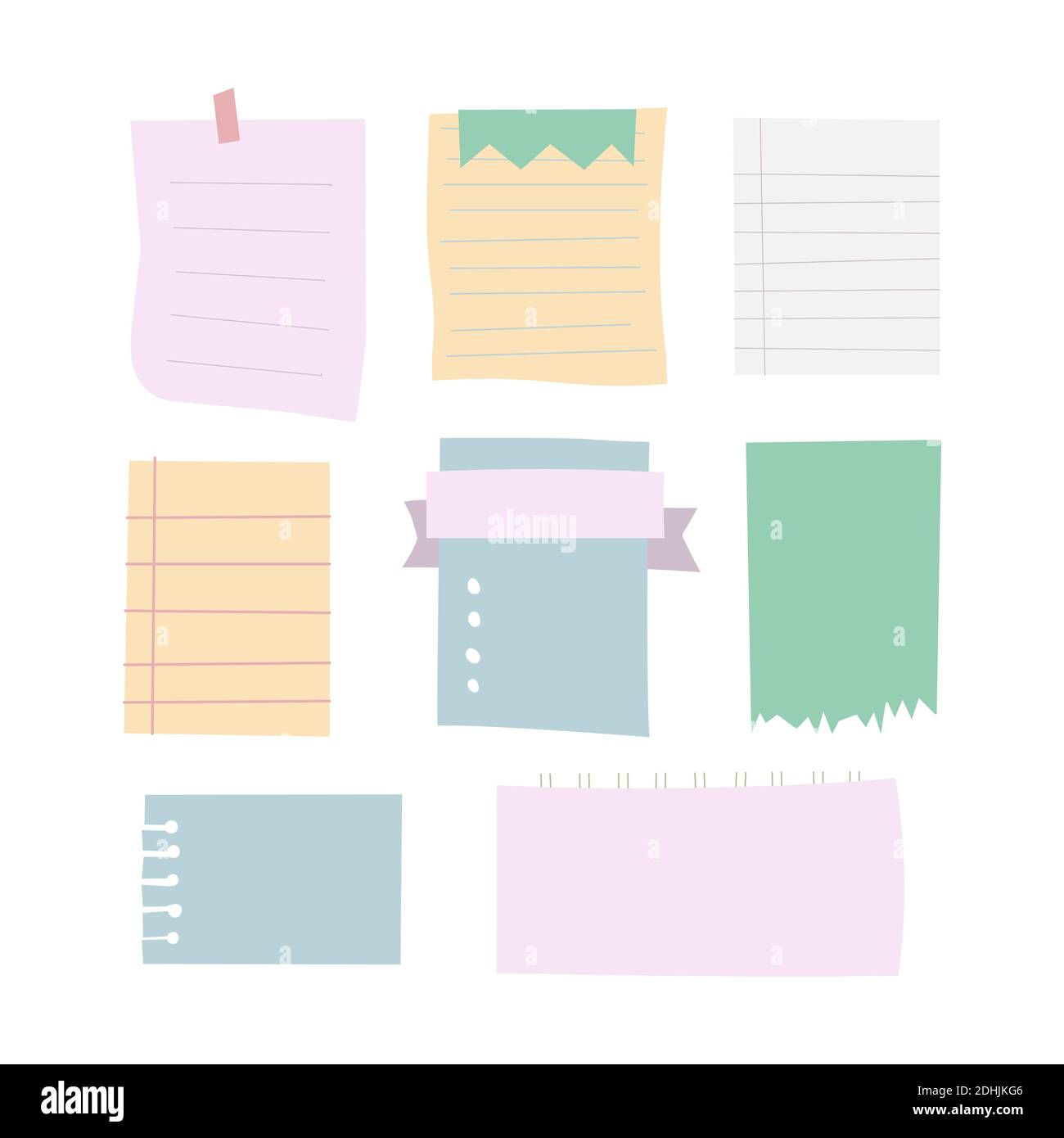 Set of various notes paper on transparent background. Vector elements ...