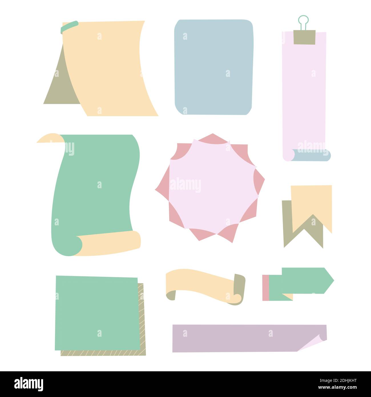 illustration of an collection of different sticky papers with pin ...