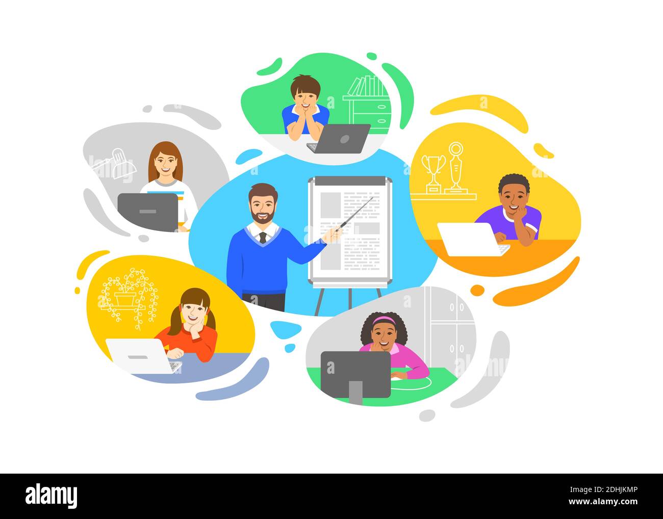 Man video call kids Stock Vector Images - Alamy