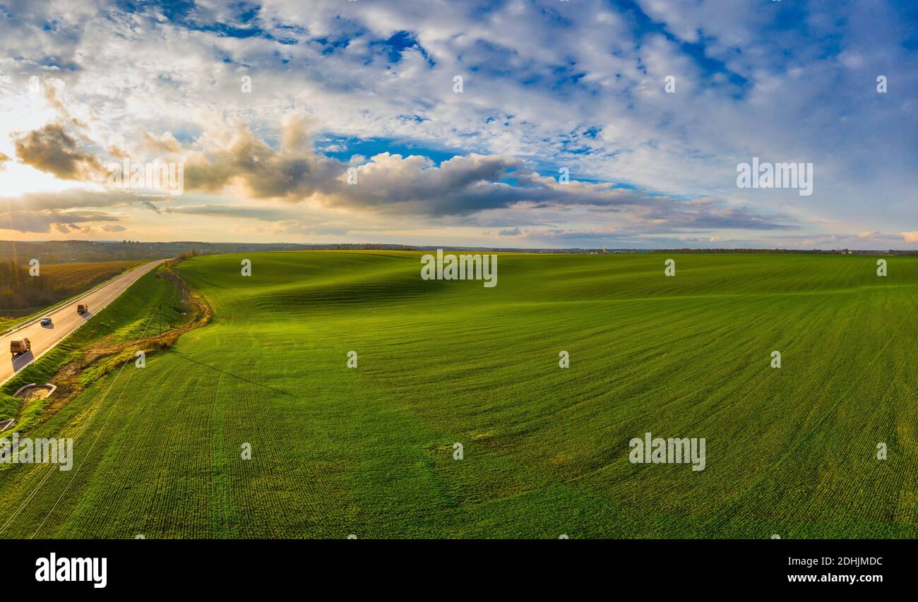 Aerial shot large wheat field hi-res stock photography and images - Alamy