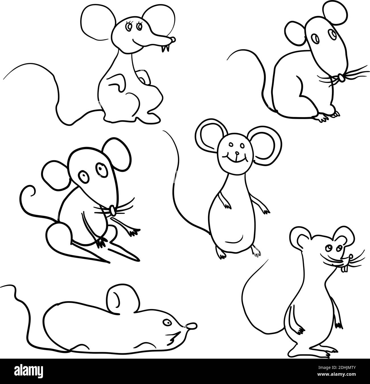 Set sketch silhouette sketch mouse white background illustration Stock ...