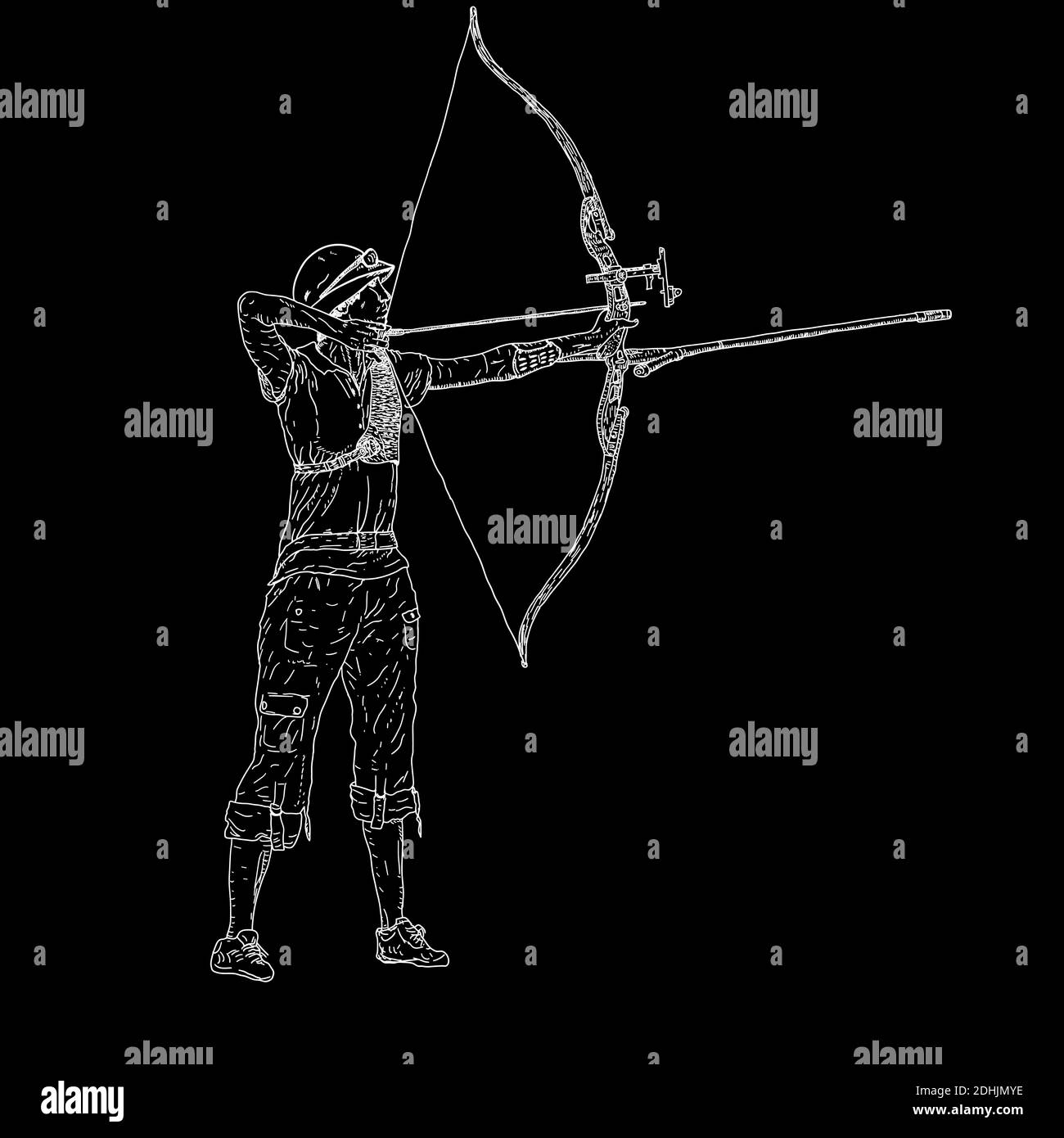 Female warrior drawing bow Black and White Stock Photos & Images - Alamy