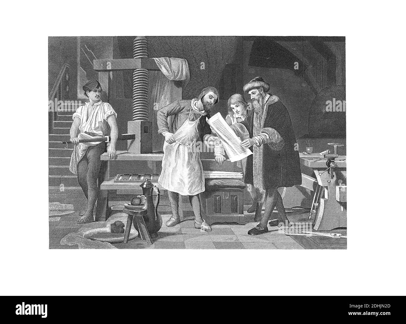Antique print of Johannes Gutenberg, a German blacksmith, goldsmith ...