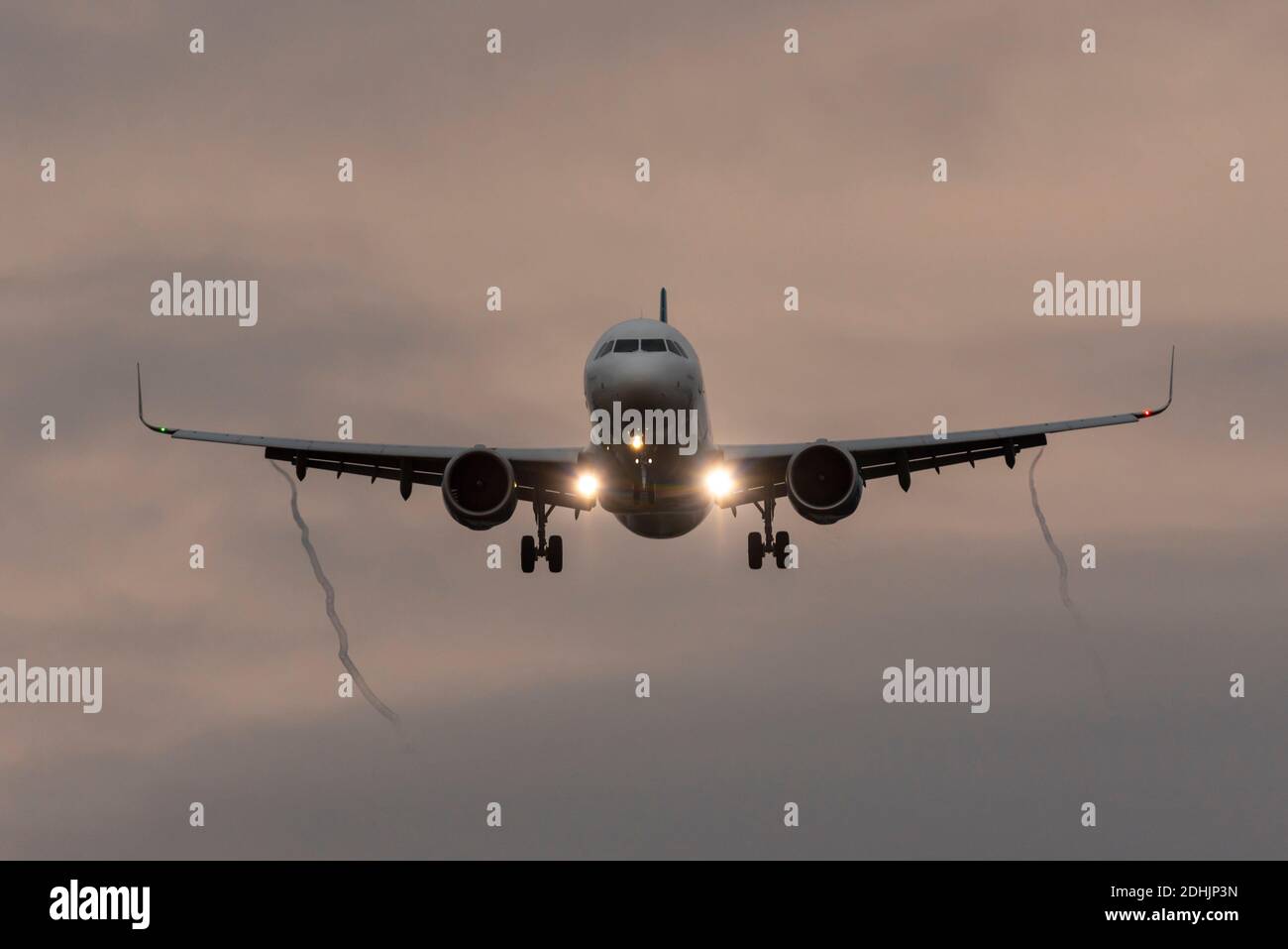 Jet airliner plane on approach to land at London Heathrow Airport, UK ...