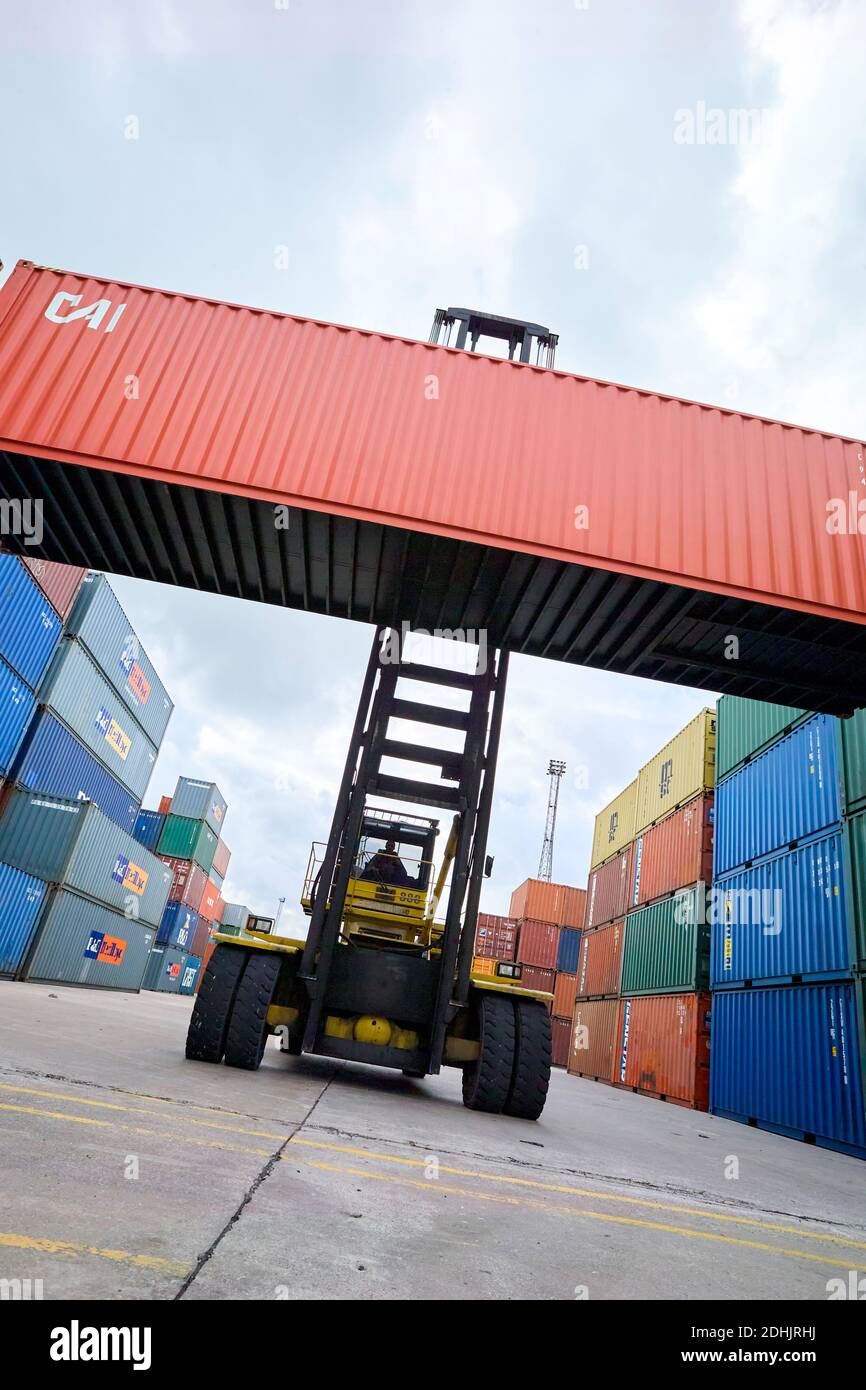 container port importing and exporting Stock Photo - Alamy