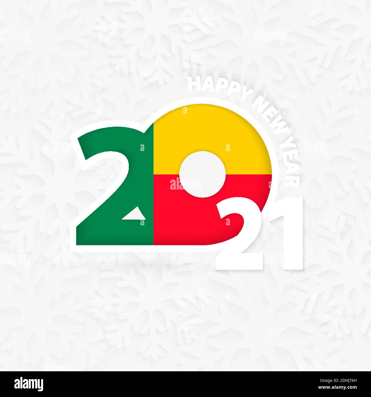 Happy New Year 2021 for Benin on snowflake background. Greeting Benin ...